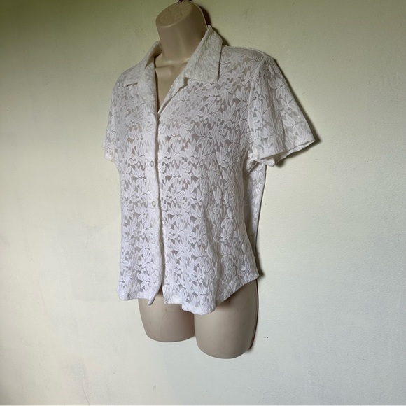 Tops | Vintage Y2k Mall Sheer White Lace Top Binll | Poshmark